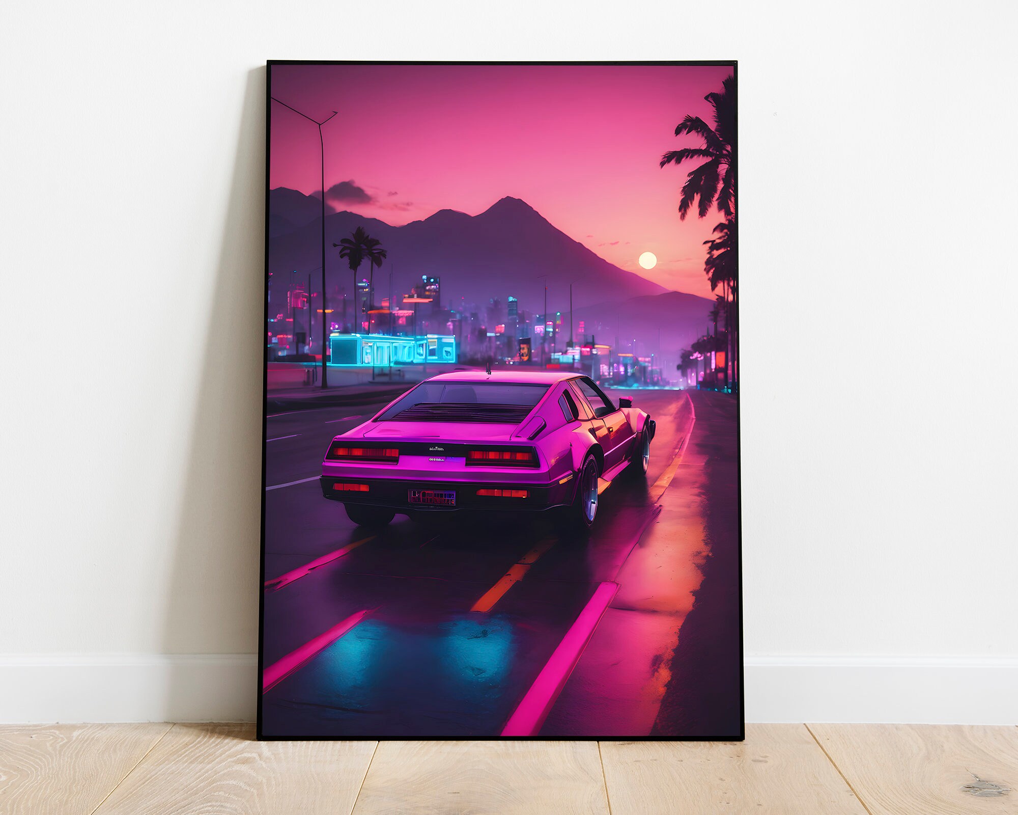 Synthwave Poster Digital Art | Printable Wall Art | Cyber City Print ...