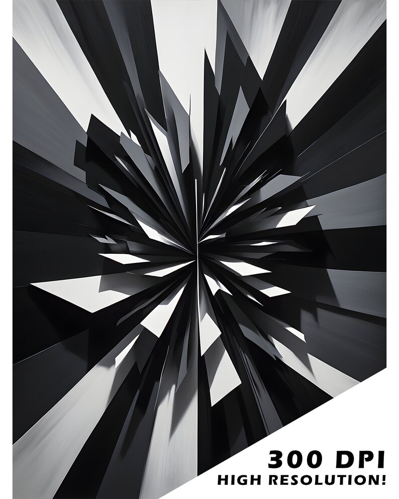 Black and White Abstract Poster Digital Art Printable Wall Art Black ...