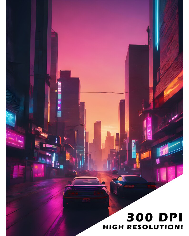 Synthwave Poster Digital Art | Printable Wall Art | Cyber City Print ...