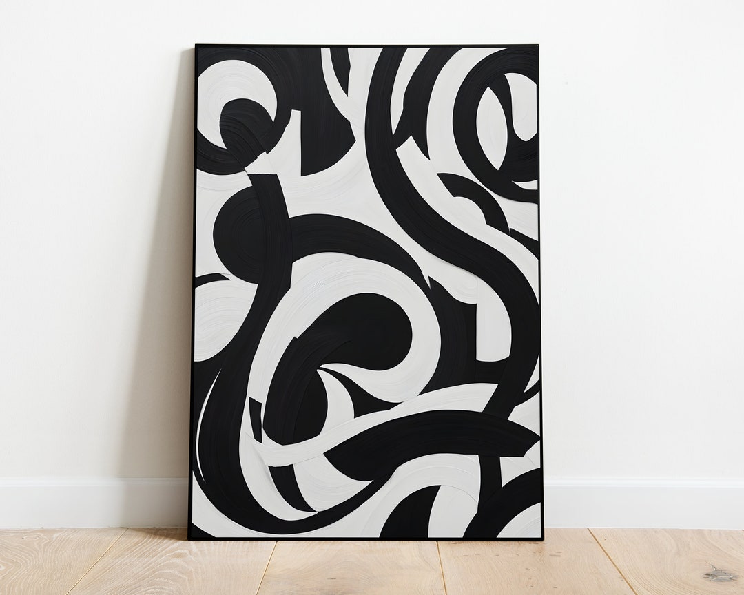 Black and White Abstract Poster Digital Art | Printable Wall Art ...