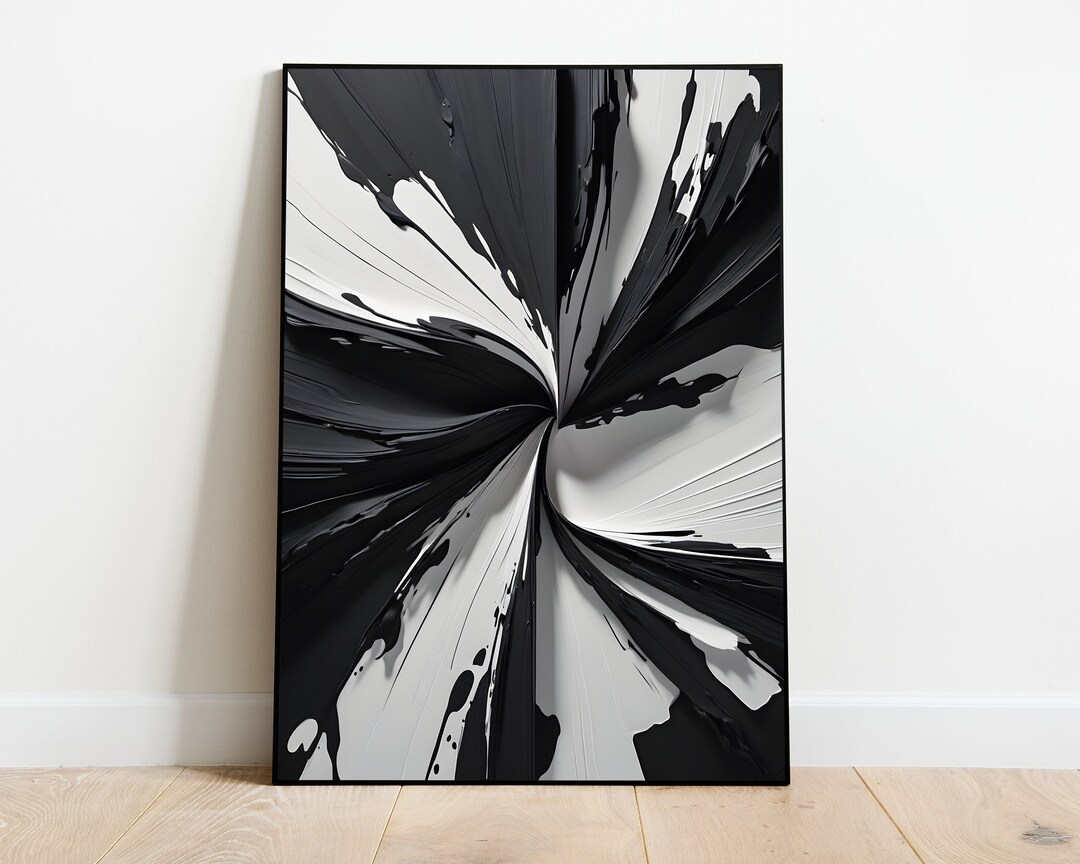 Black and White Abstract Poster Digital Art | Printable Wall Art ...