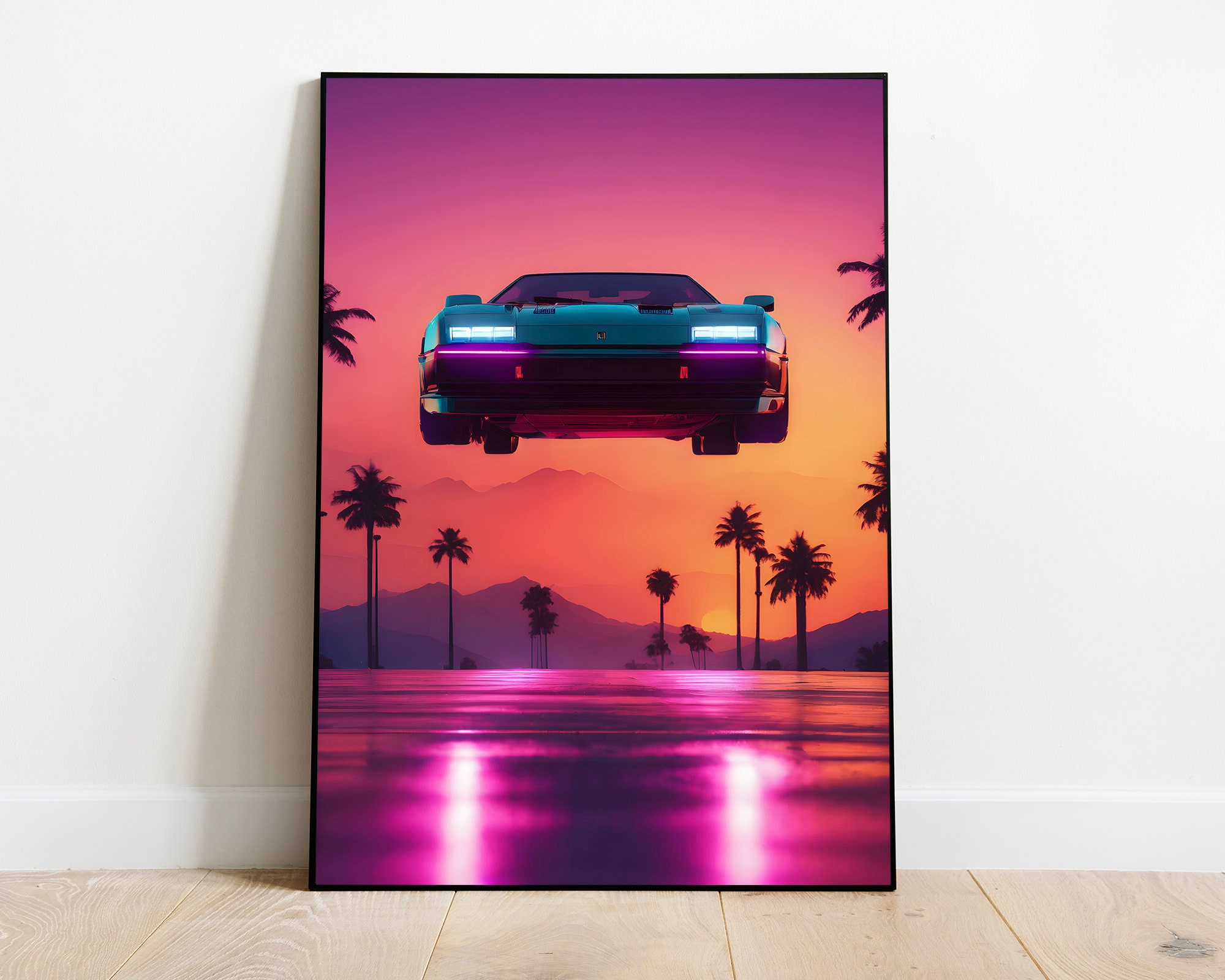 Synthwave Poster Digital Art | Printable Wall Art | Cyber City Print ...