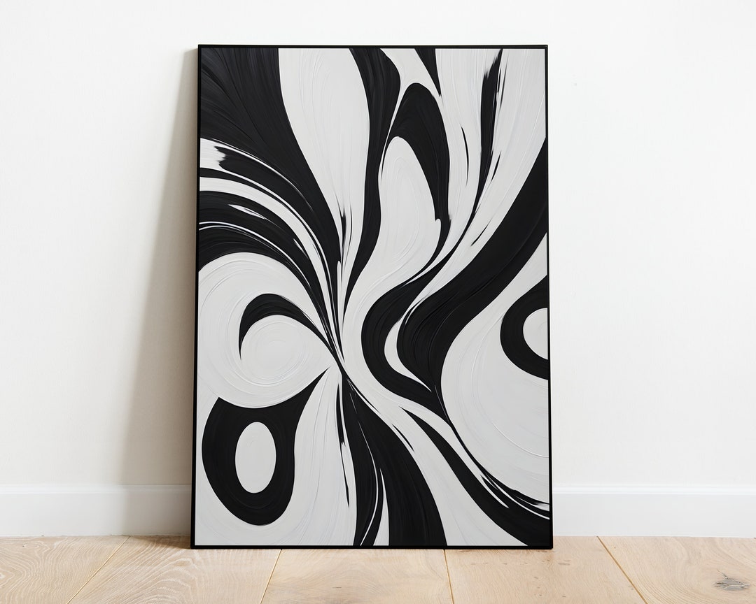 Black and White Abstract Poster Digital Art | Printable Wall Art ...