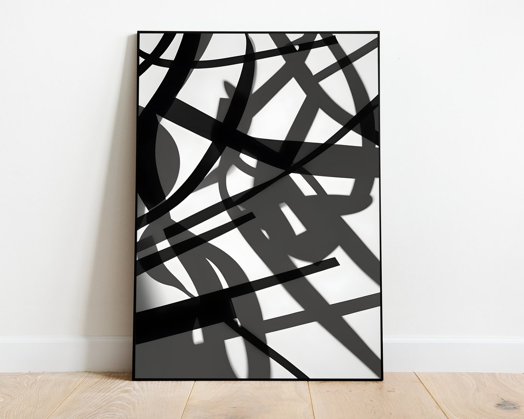 Black and White Abstract Poster Digital Art | Printable Wall Art ...