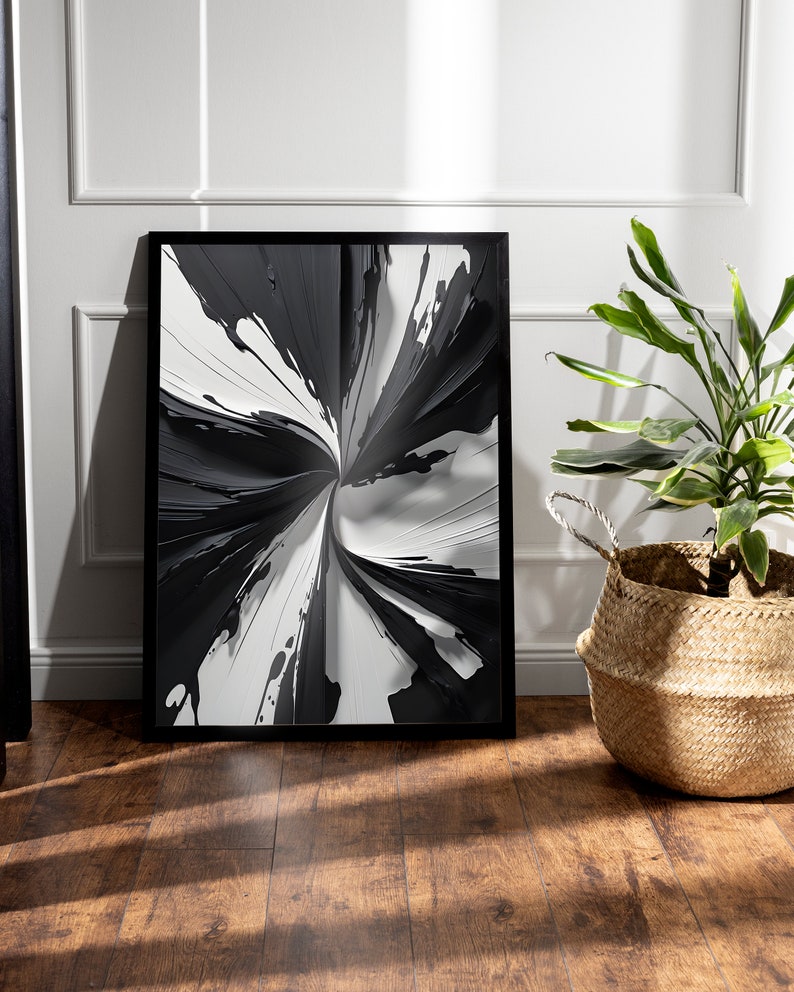 Black and White Abstract Poster Digital Art | Printable Wall Art ...