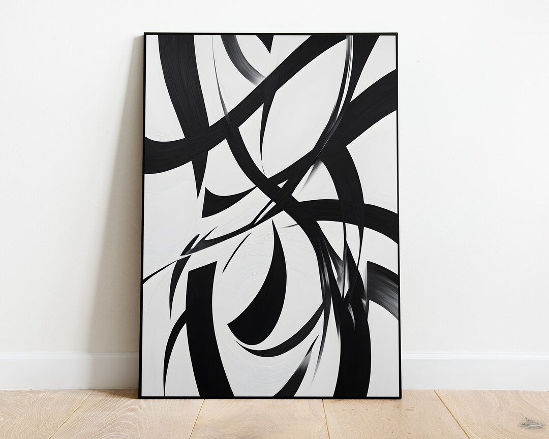 Black and White Abstract Poster Digital Art | Printable Wall Art ...