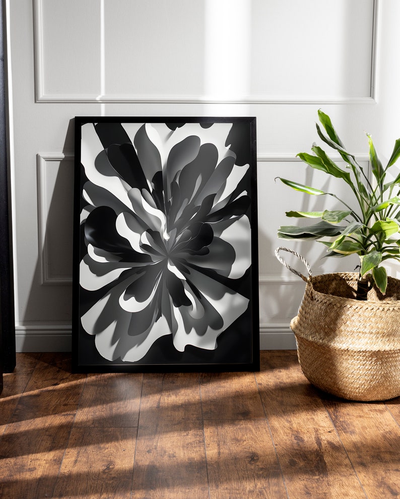 Black and White Abstract Poster Digital Art | Printable Wall Art ...