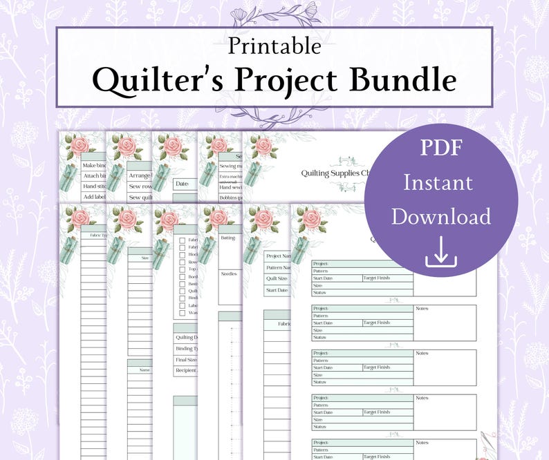 Quilters Bundle Printable PDF, Quilting Planner, Quilt Project ...