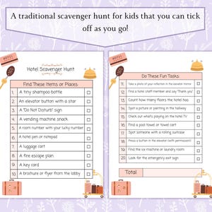 Hotel Activity Bundle Printable PDF | Hotel Scavenger Hunt for Kids ...