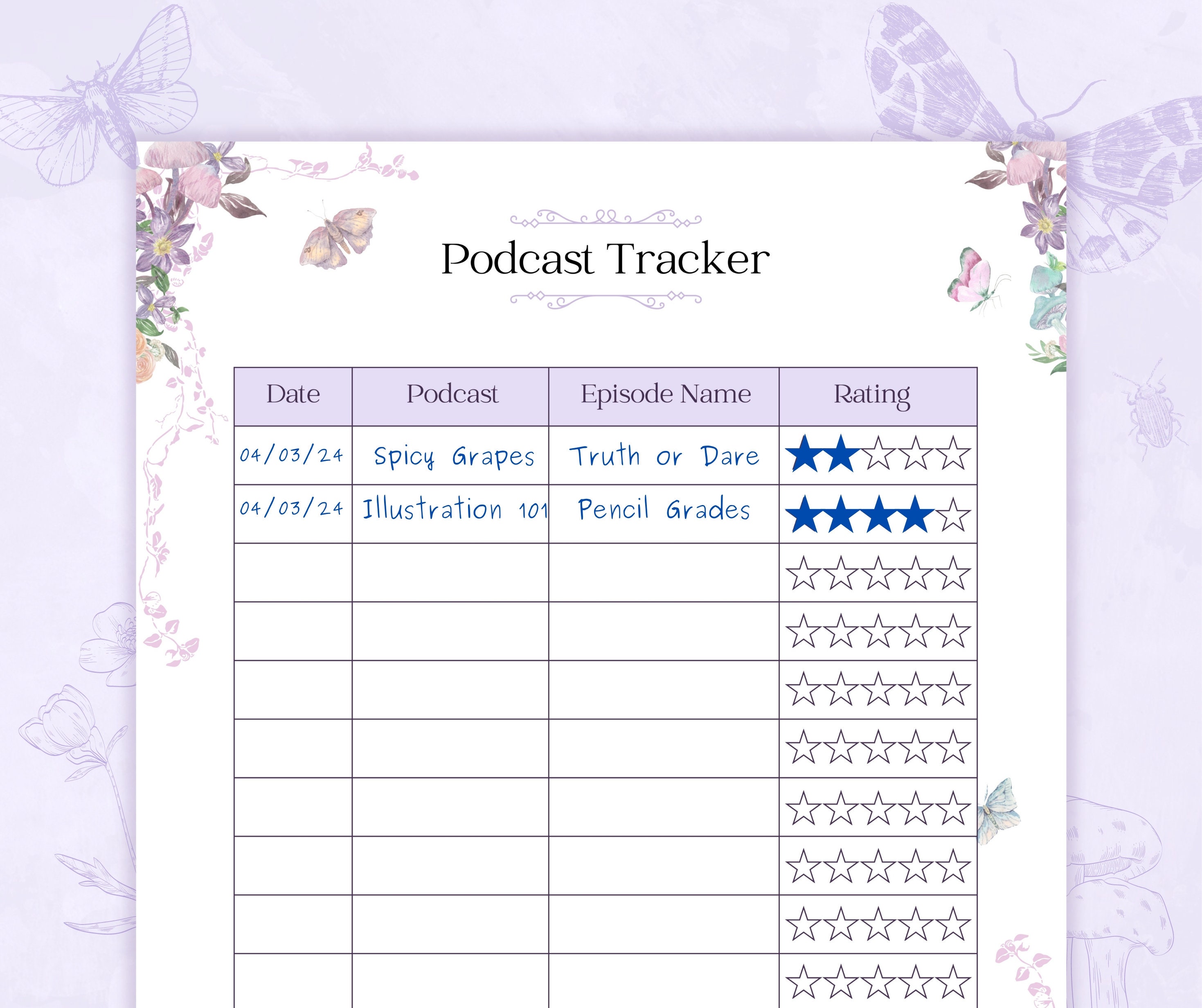 Podcast Tracker Printable PDF | Podcast Plan | Listening Journal ...