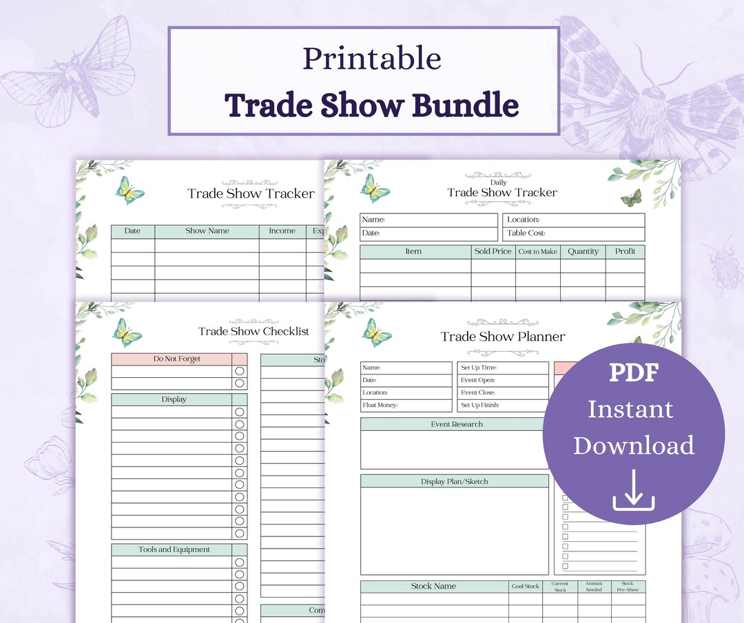 Trade Show Tracker Bundle Printable PDF | Craft Fair Tracker | Trade ...