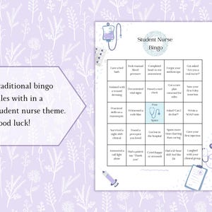 Student Nurse Bingo Sheet Printable PDF | Nursing Bingo | Healthcare ...