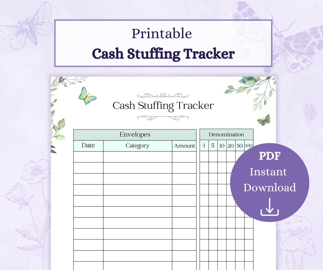 Cash Stuffing Tracker Printable PDF | Expense Tracker Envelope Stuffing ...