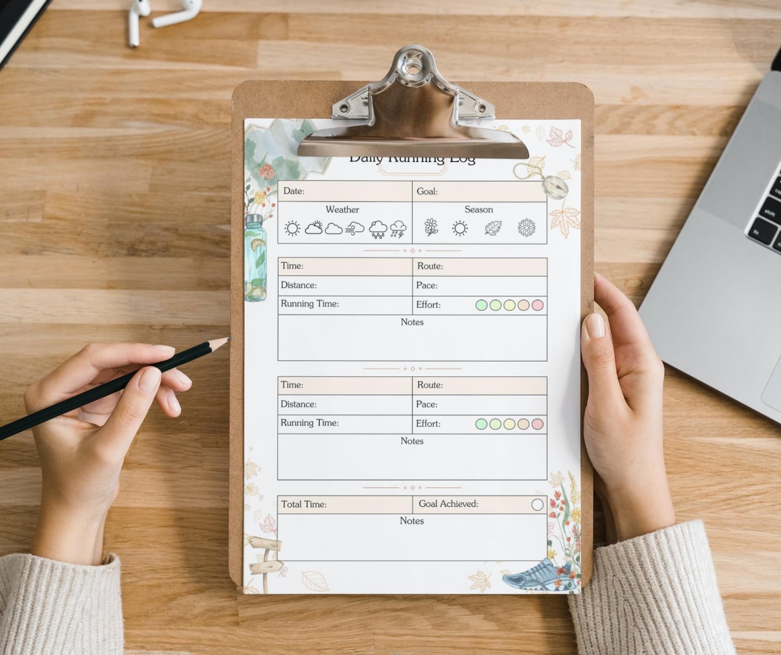 Daily Running Log Printable PDF | Running Chart | Running Log Book ...