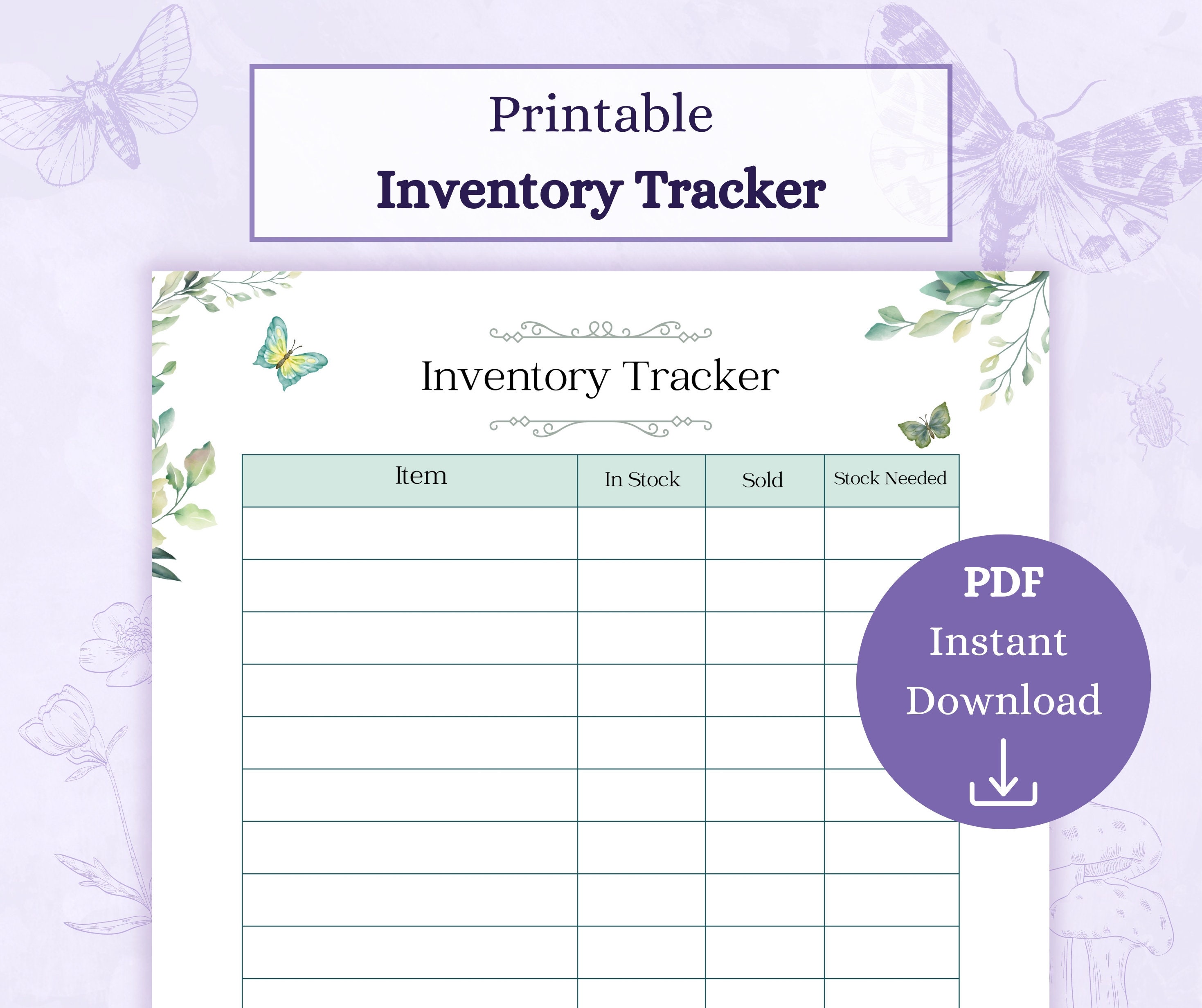 Inventory Tracker Printable PDF | Inventory Management | Order Tracker ...