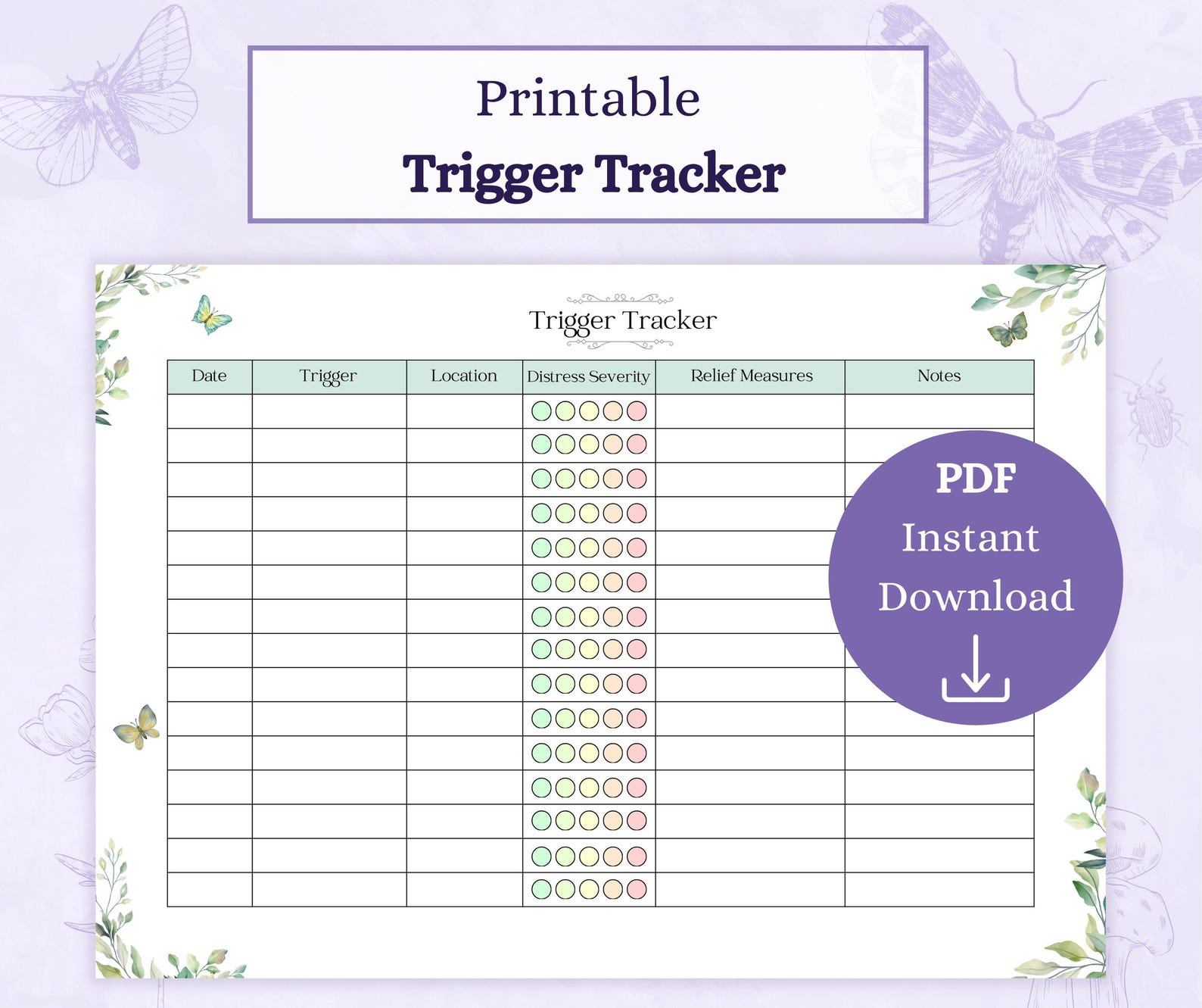 Trigger Tracker Printable PDF | Mental Wellness Journal | Distress ...