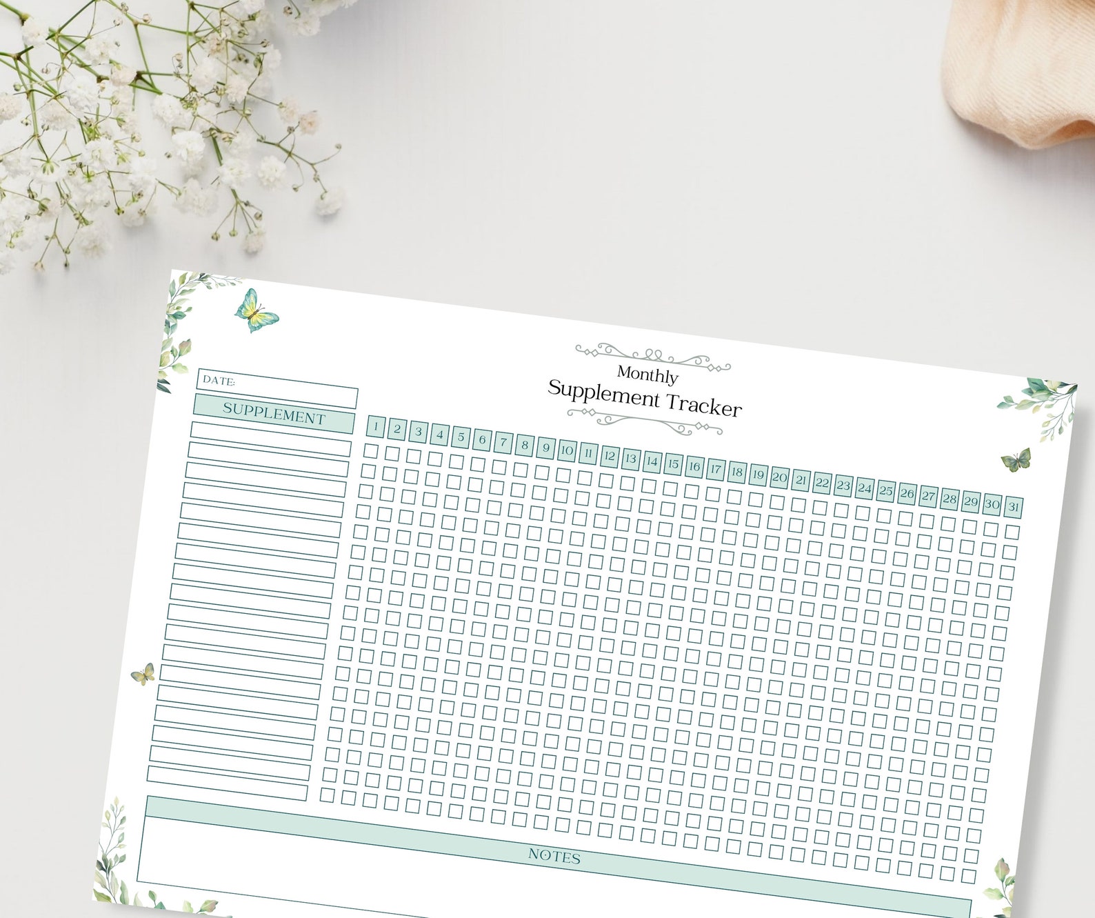 Supplement Tracker Printable PDF | Vitamin Tracker Monthly Checklist ...