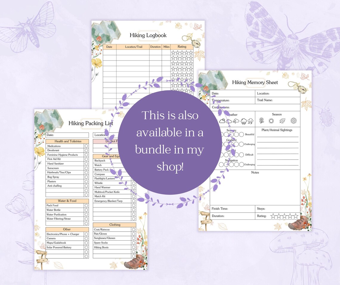 Printable Hiking Memory Book Sheet PDF | Adventure Logbook | Hiking ...