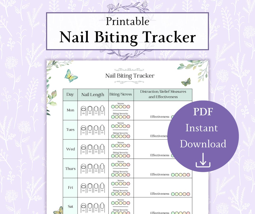 Nail Biting Tracker Printable PDF | Stop Biting Nails | Break Bad ...