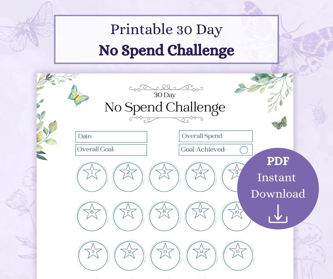 No Spend Challenge Printable PDF | 30 Day Saving Challenge | Money ...
