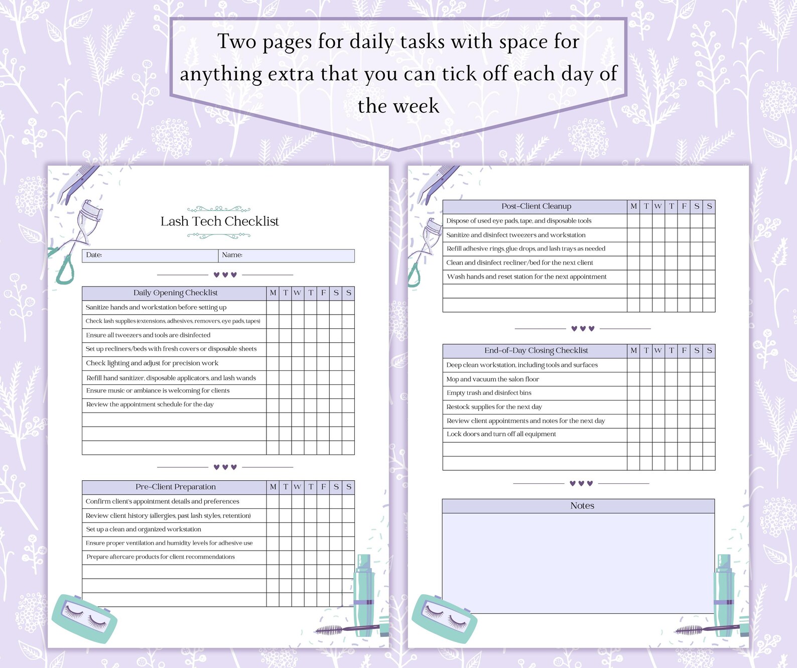 Lash Tech Checklist Printable PDF | Salon Checklist | Lash Technician ...