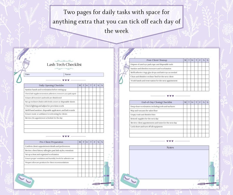 Lash Tech Checklist Printable PDF | Salon Checklist | Lash Technician ...