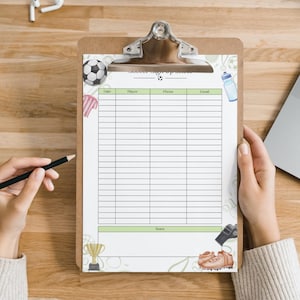 Soccer Sign up Sheet Printable PDF | Football Sign up Sheet | Football ...