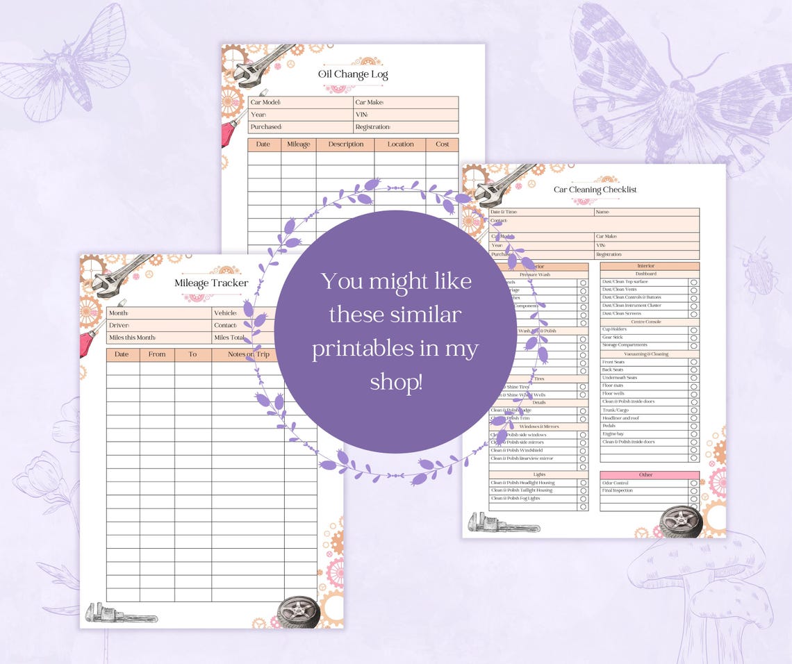 Car Info Sheet Printable PDF | Vehicle Information | Car Owner Info ...