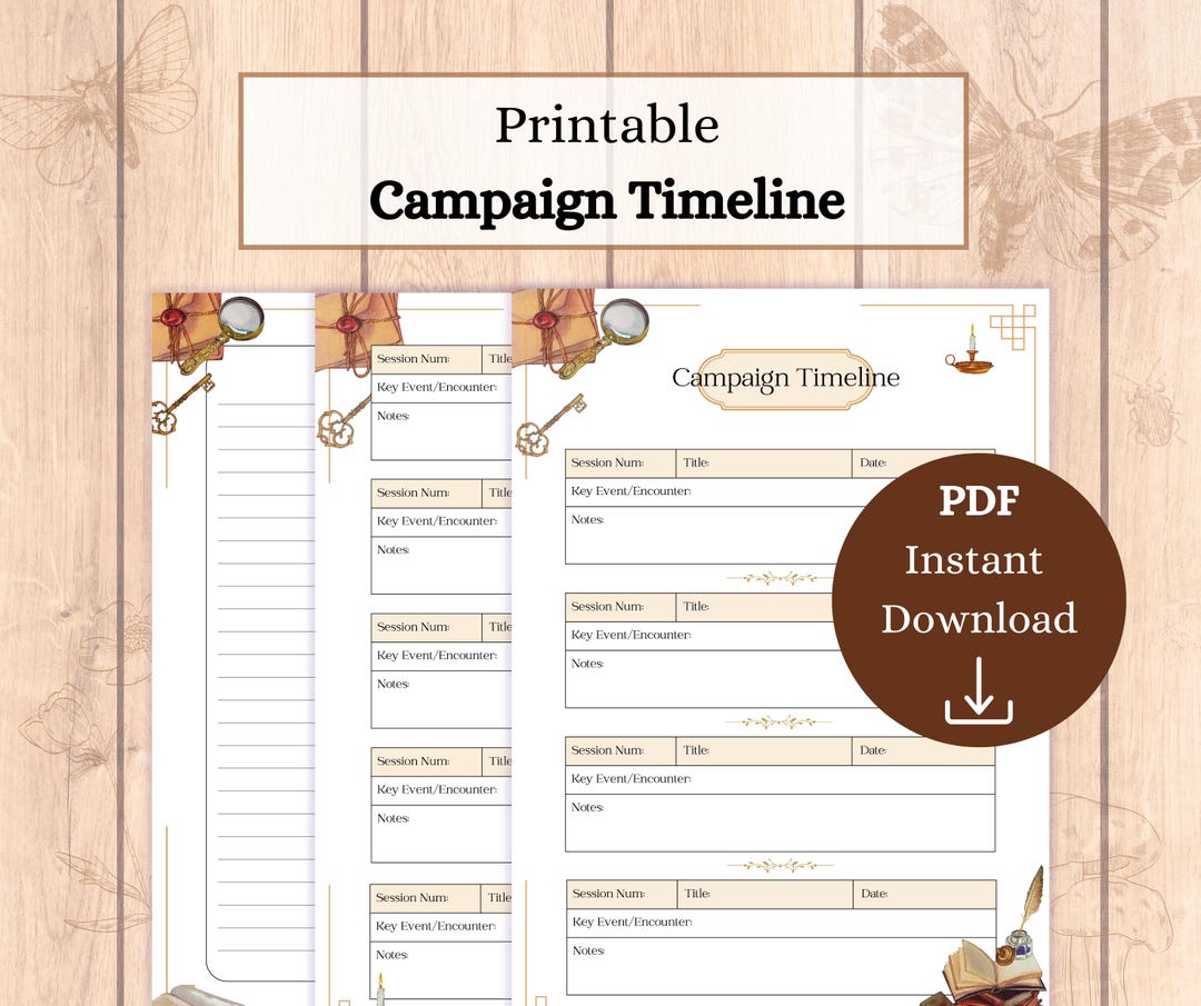 Dnd Campaign Timeline Printable PDF Dnd Session Log Dnd Campaign ...