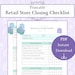 Retail Store Closing Checklist Printable PDF | Retail Checklist | Store ...