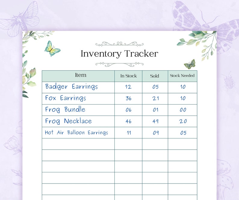 Inventory Tracker Printable PDF | Inventory Management | Order Tracker ...