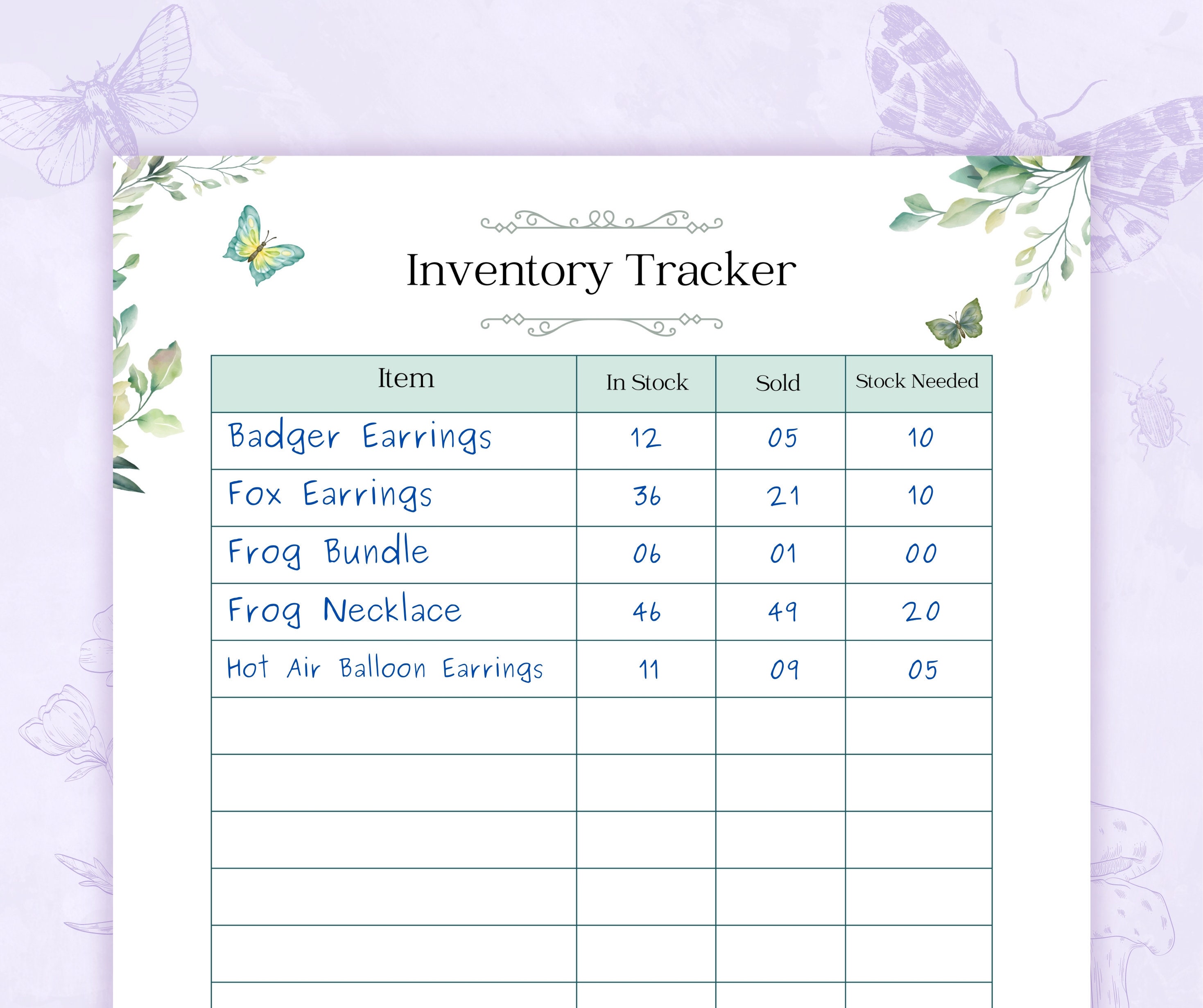 Inventory Tracker Printable PDF | Inventory Management | Order Tracker ...