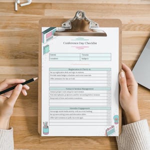 Conference Day Checklist Printable PDF | Conference Agenda List ...