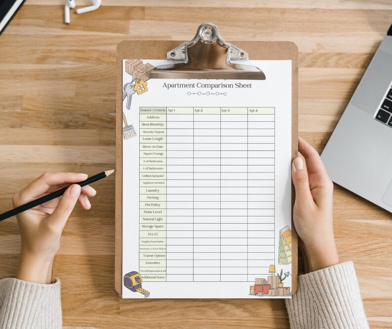 Apartment Comparison Sheet Printable PDF | Moving Planner | House ...