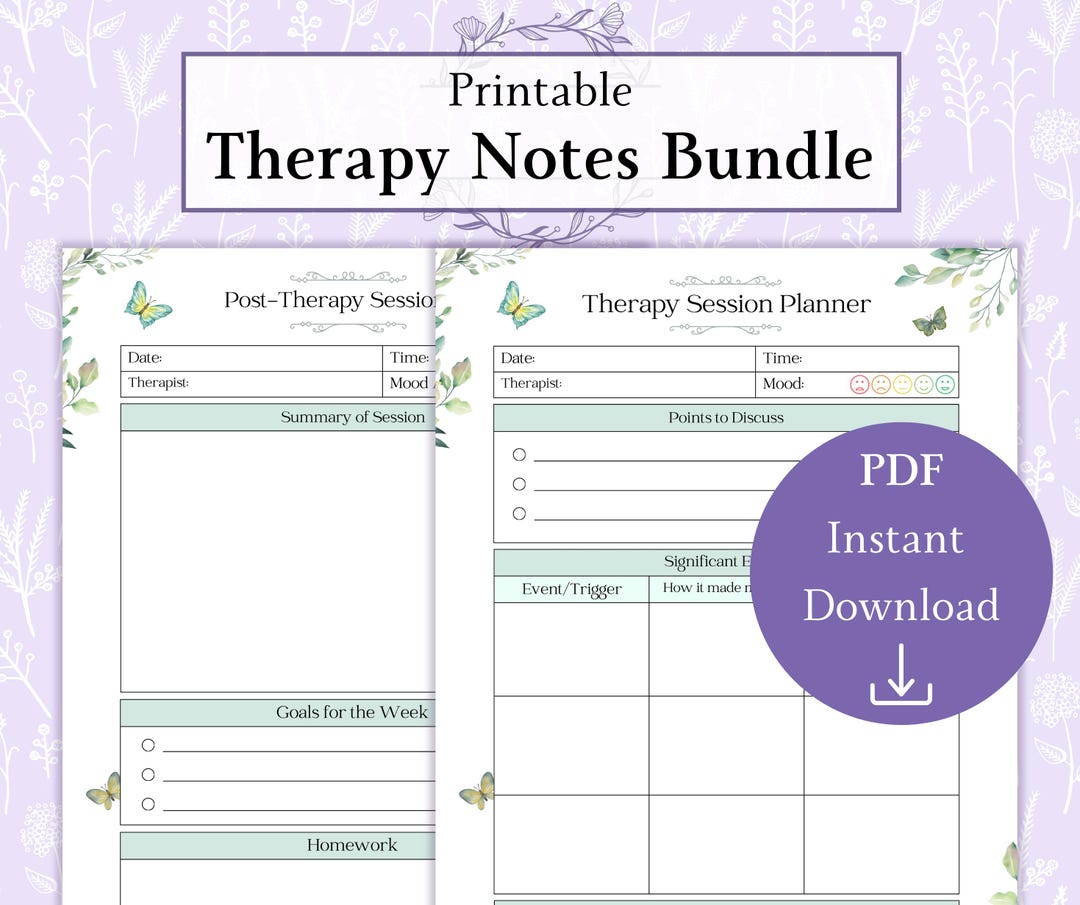 Therapy Notes Bundle Printable PDF | Therapy Session Log | Therapy ...