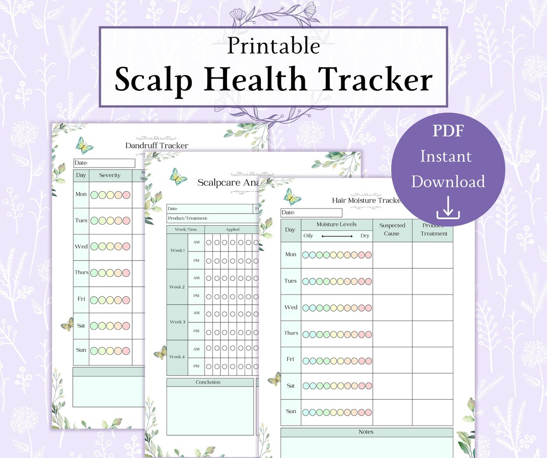 Scalp Health Tracker Bundle Printable PDF | Dandruff Tracker | Scalp ...