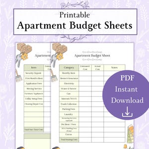 Apartment Budget Tracker Printable PDF | Apartment Must Haves | Rental ...