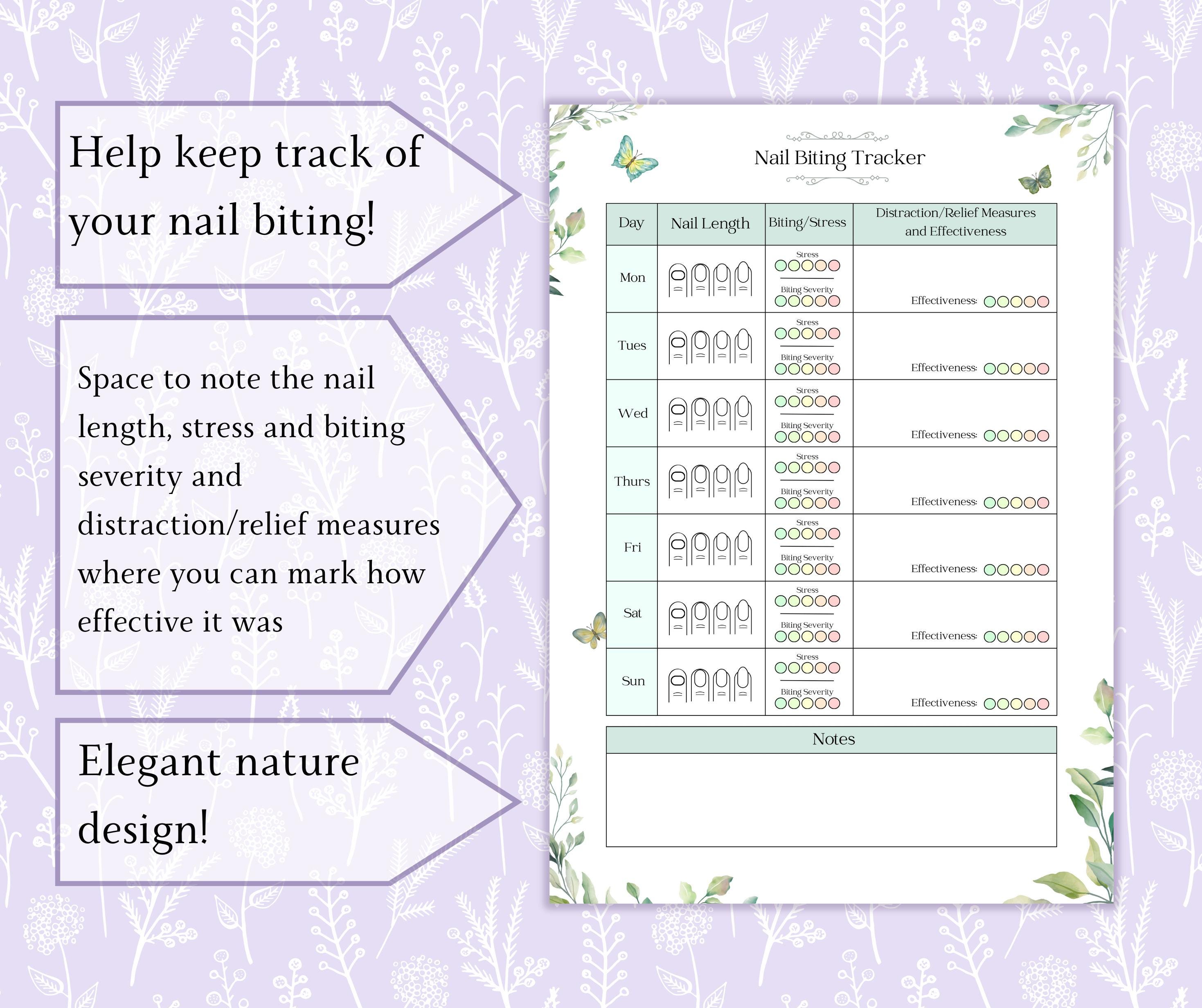 Nail Biting Tracker Printable PDF | Stop Biting Nails | Break Bad ...