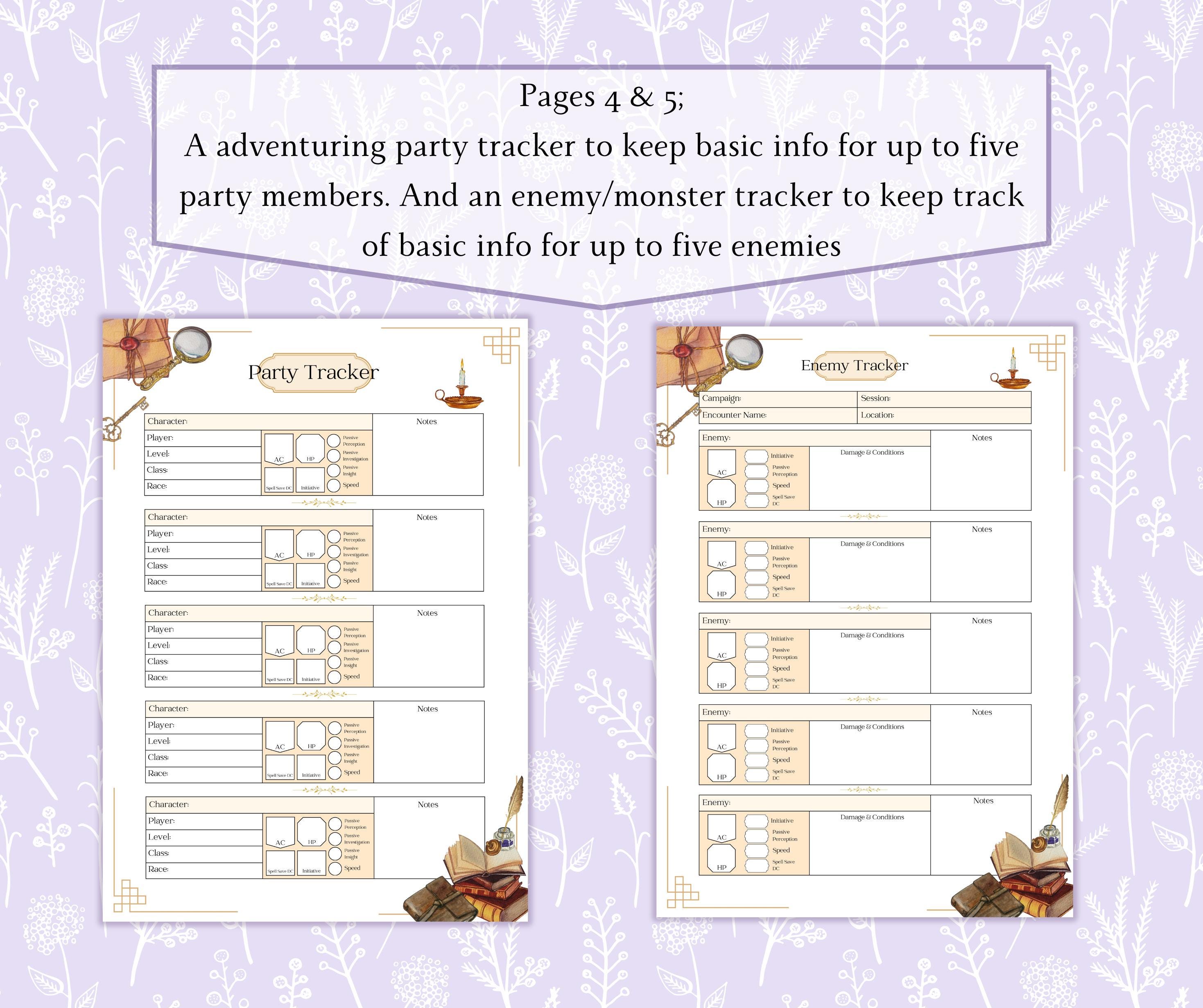 Encounter Tracker Bundle Printable PDF | Initiative Tracker | DM Encounter Planner | Dnd Party ...