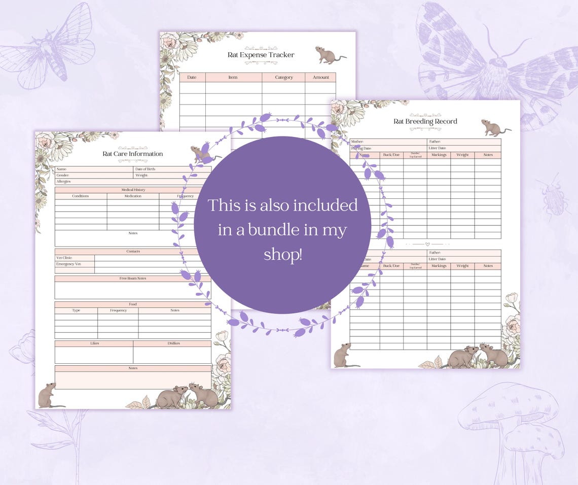 Rat Expense Tracker Printable PDF | Pet Budget Chart | Expense Log ...
