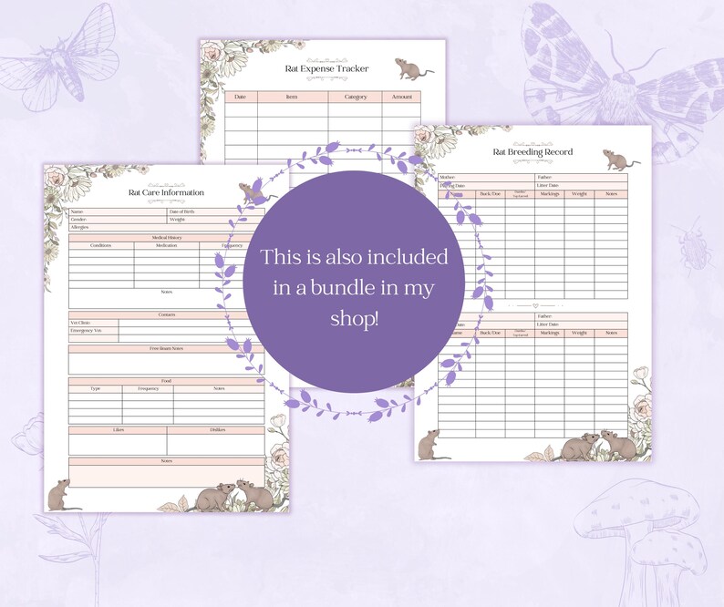 Rat Breeding Record Printable PDF | Rat Breeder Log | Rat Care Log ...