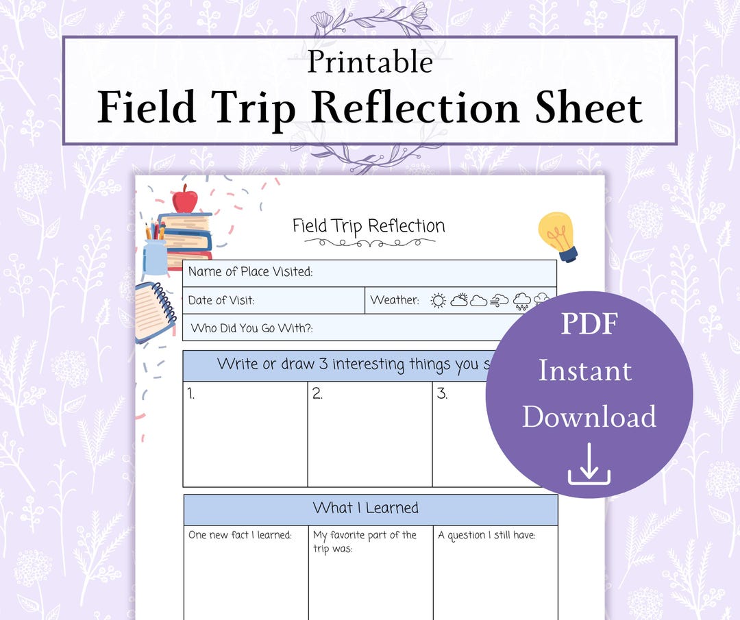 Field Trip Reflection Sheet Printable PDF, Field Trip Worksheet ...