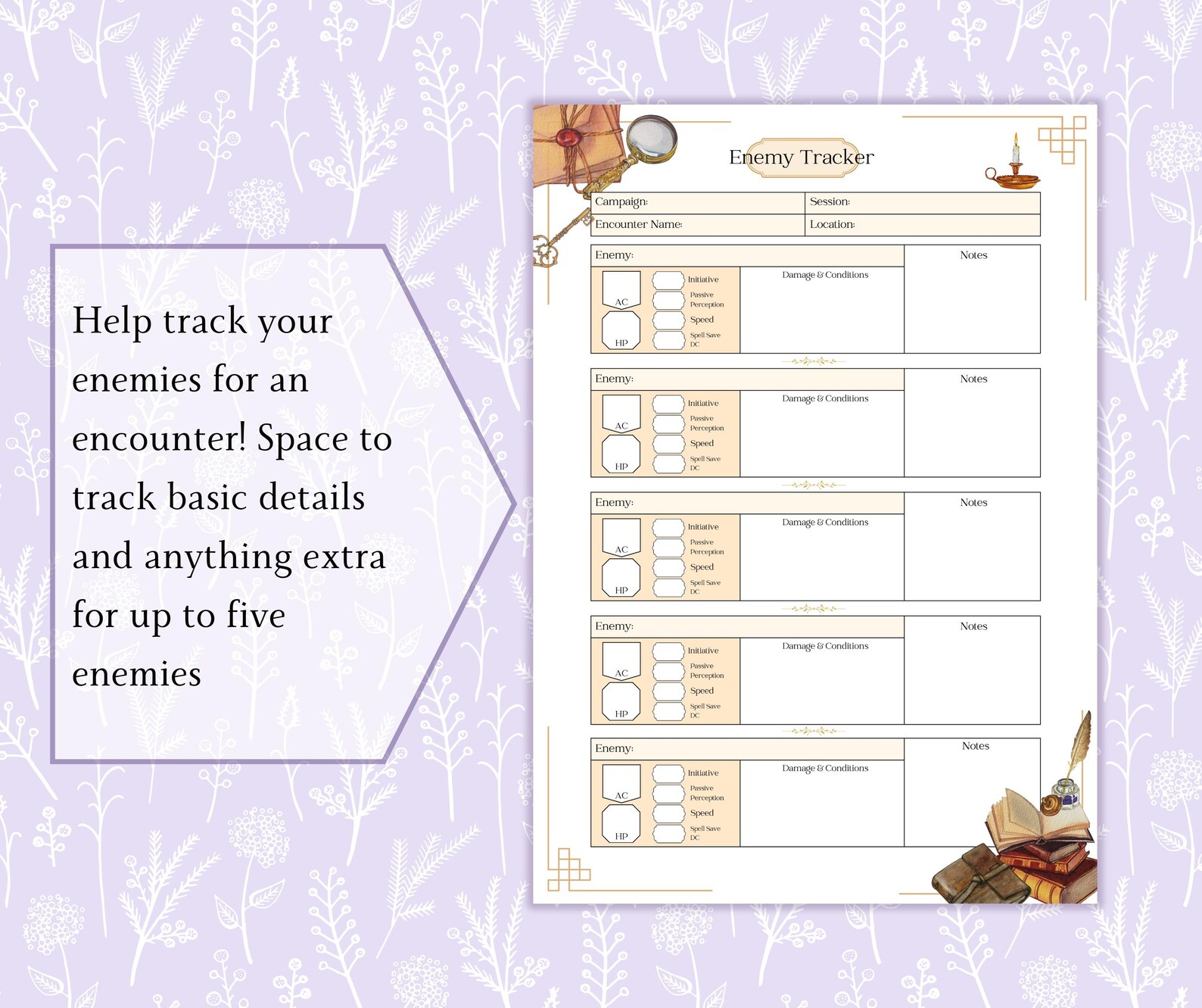 Dnd Enemy Tracker Printable PDF | Encounter Tracker | Dnd DM Toolkit ...