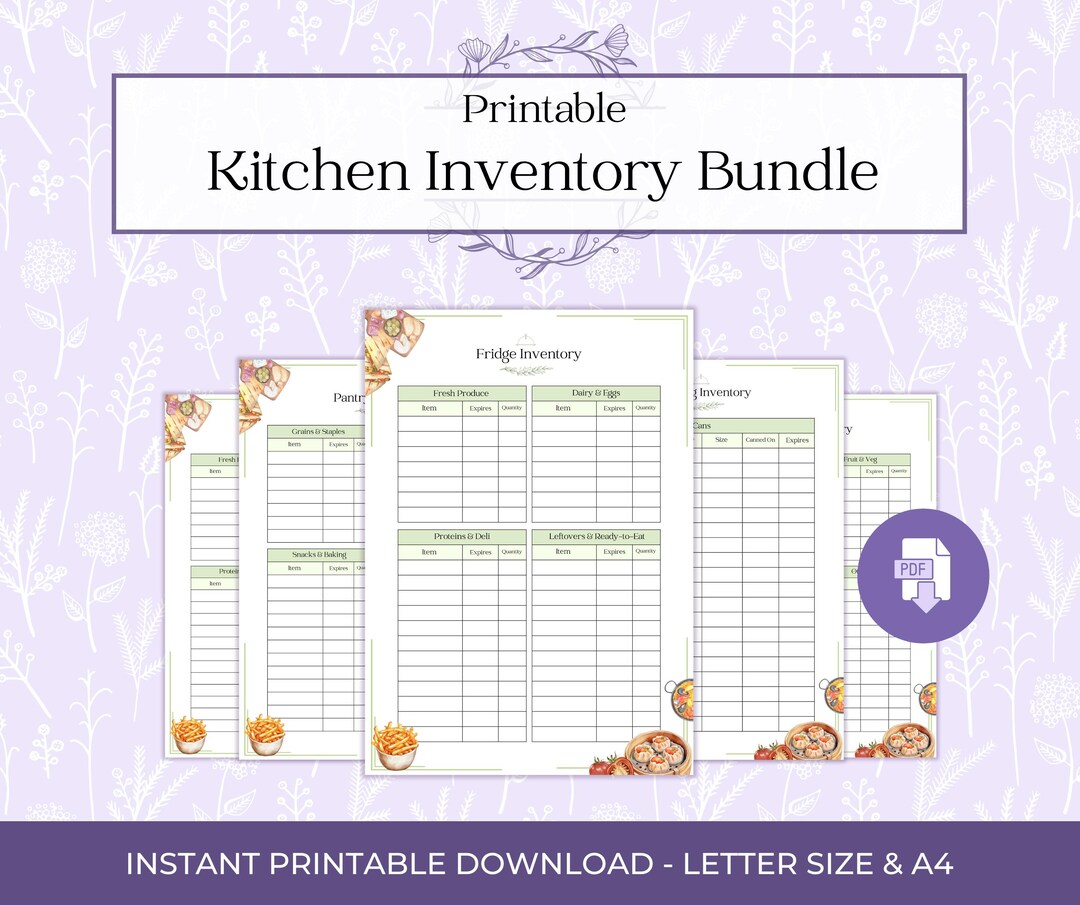 Kitchen Inventory Bundle Printable PDF, Pantry, Fridge, Freezer ...
