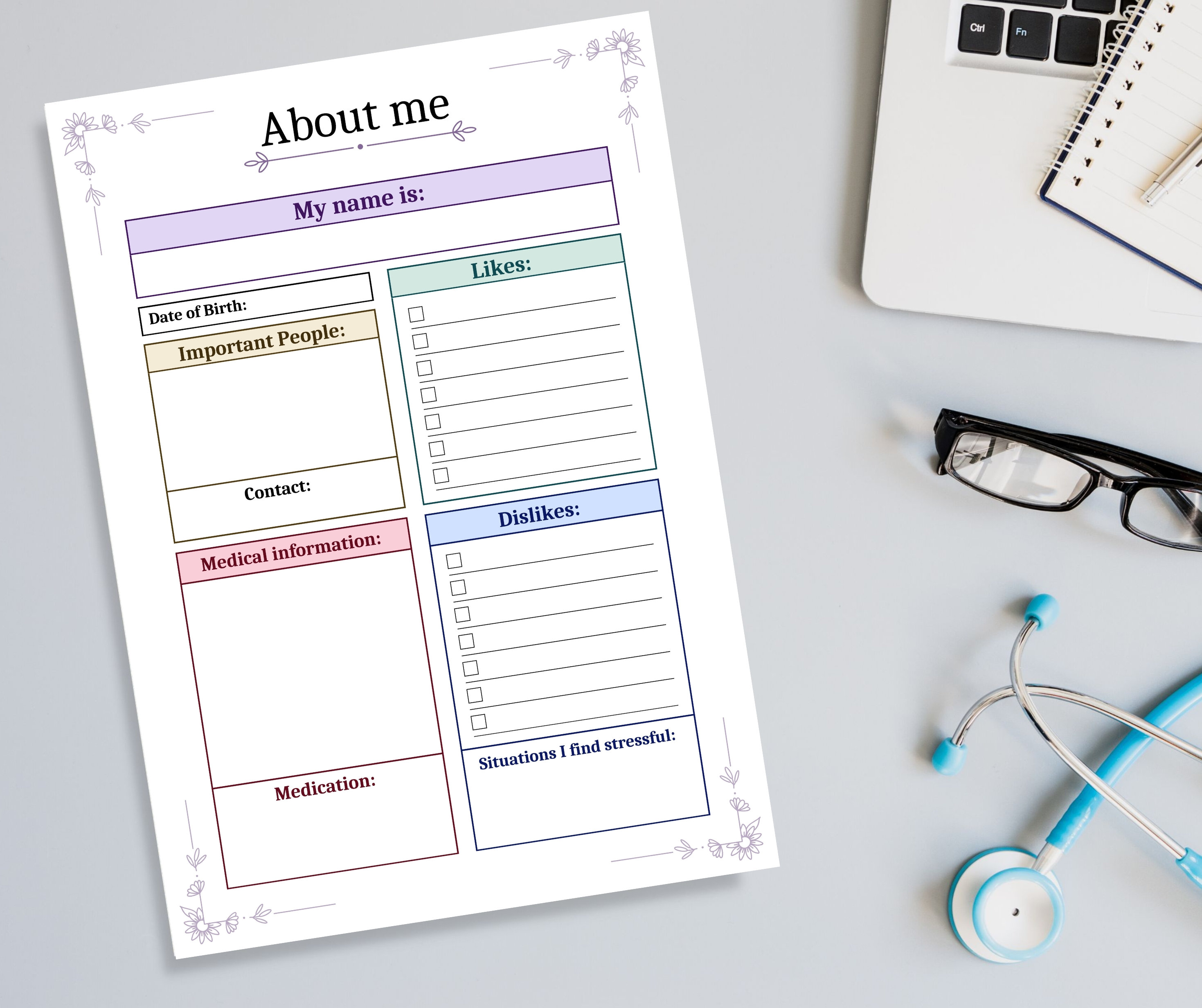 About Me Sheet Printable PDF | Dementia Care | Get to Know Me ...