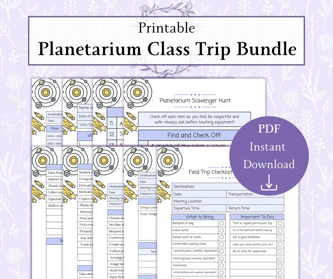 Planetarium Field Trip Bundle Printable PDF, Space Class Trip ...