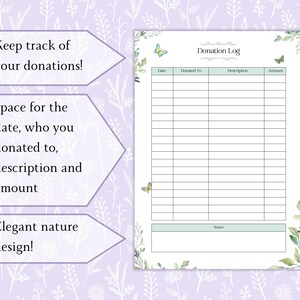Donation Log Printable PDF | Sponsors Tracker | Donation Chart ...