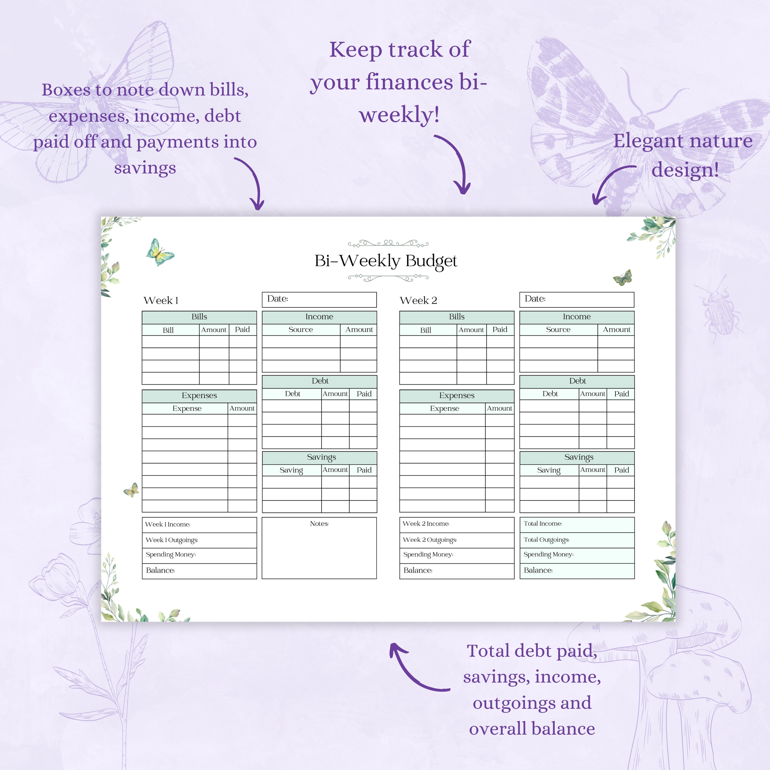 Biweekly Budget Planner Printable PDF | Budget Tracker | Financial ...