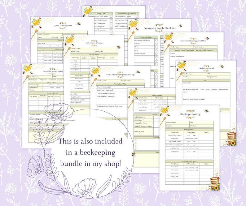 Honey Harvest Tracker Printable PDF, Beekeeping Journal, Bee Hive Log ...