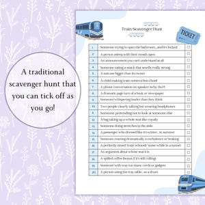 Train Scavenger Hunt Printable PDF | Travel Scavenger Hunt | Kids Train ...